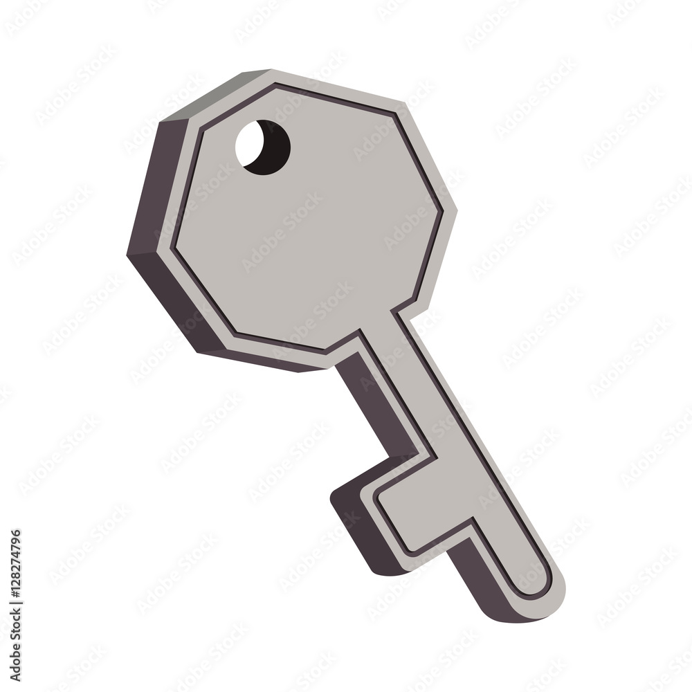 gray silhouette key icon with shadow vector illustration Stock Vector ...