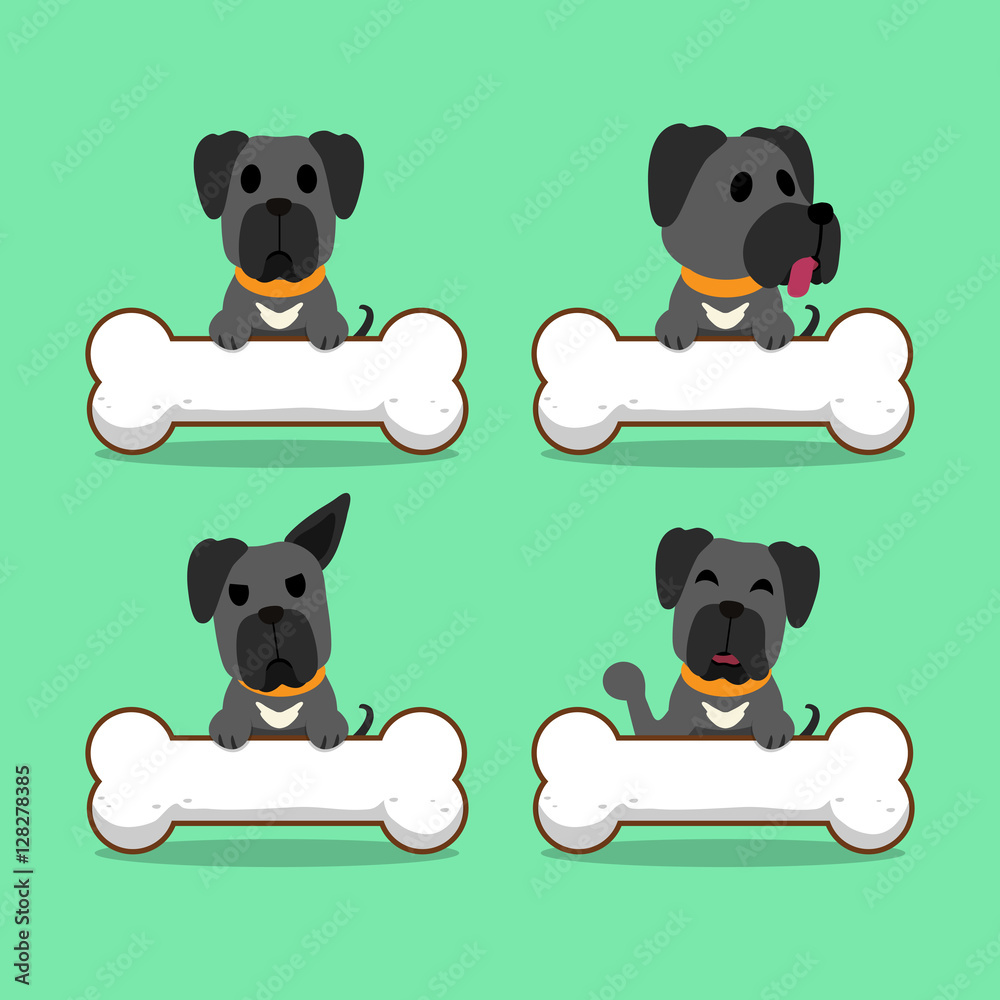 Cartoon character grey great dane dog with big bones Stock Vector ...