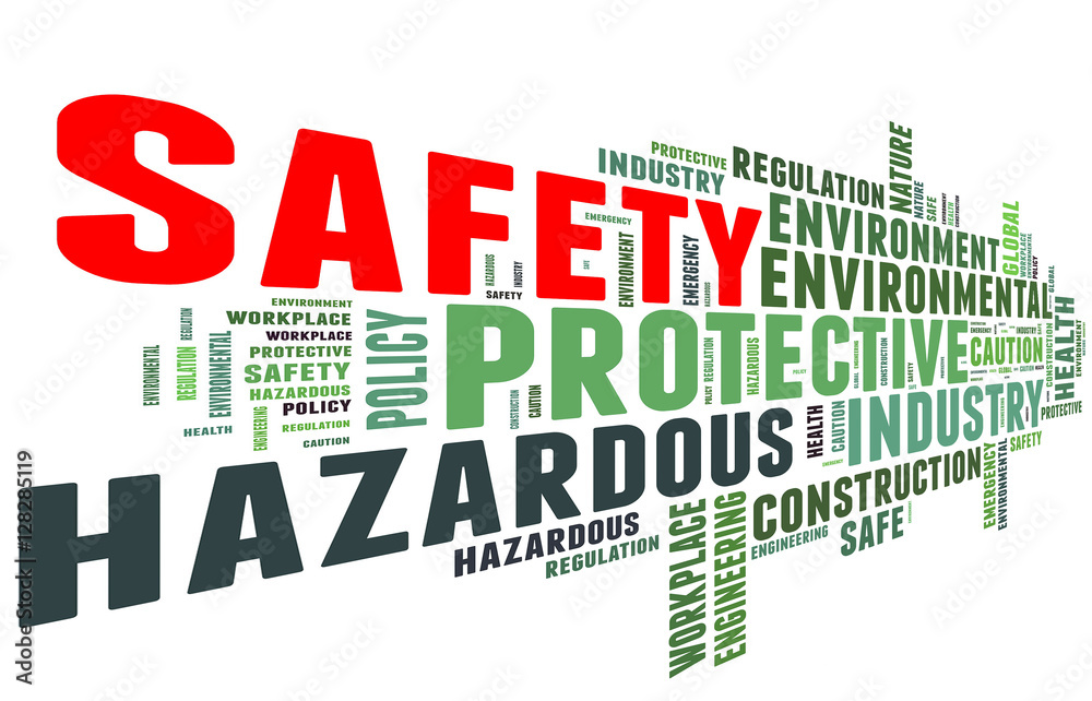 Safety in workplace concept - Safety in word collage Stock Illustration ...