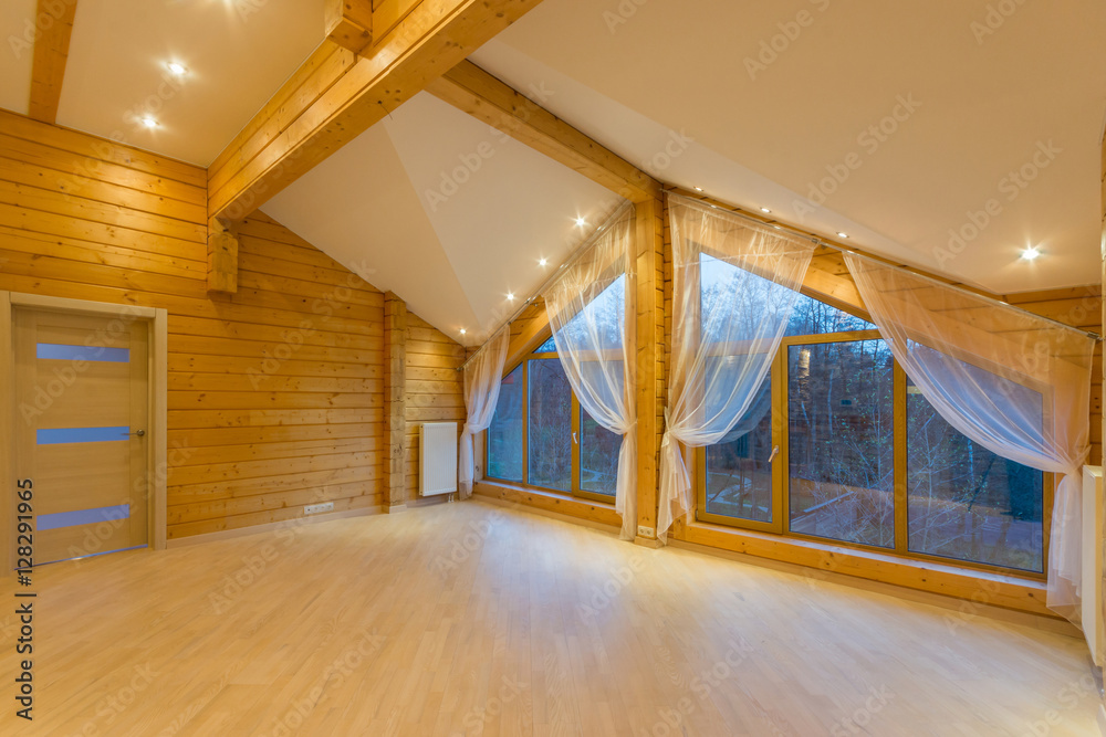 Log Cabin Empty Living Room