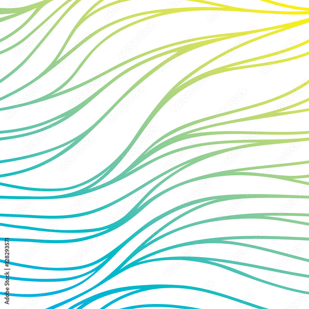 Vector color hand-drawing wave sea background. Blue abstract Stock ...