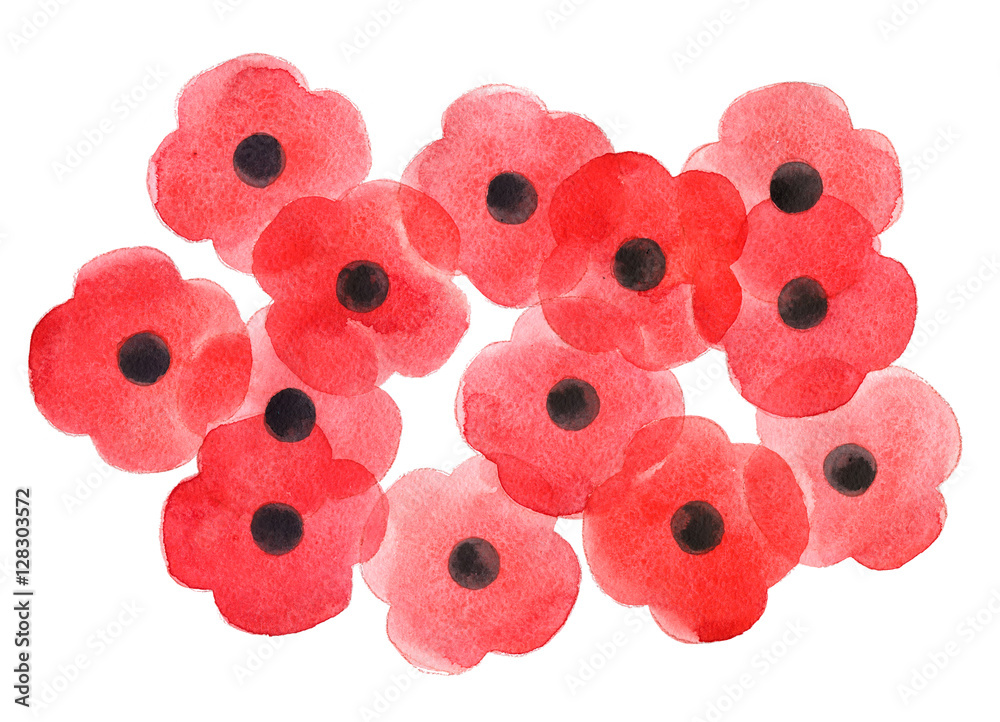 Watercolor poppy flower, Remembrance Day white background Stock Photo ...