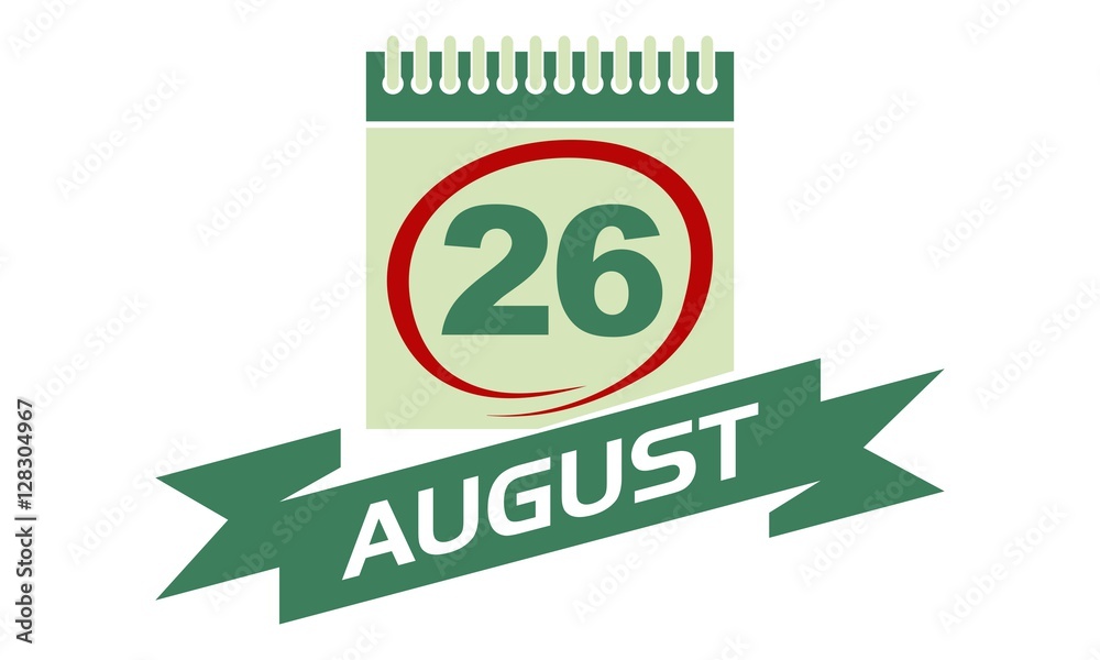 26 August Calendar with Ribbon Stock Vector | Adobe Stock