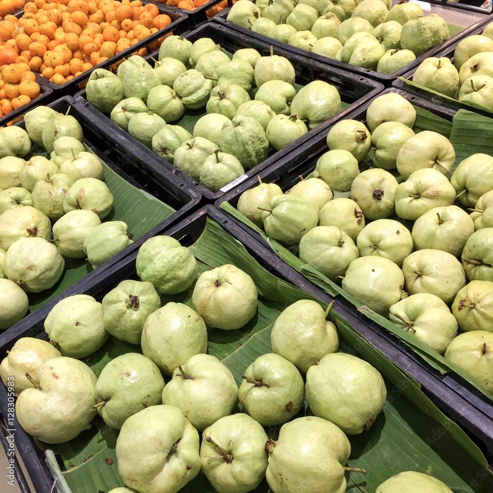 Guava fresh fruit in supermarket Stock Photo | Adobe Stock