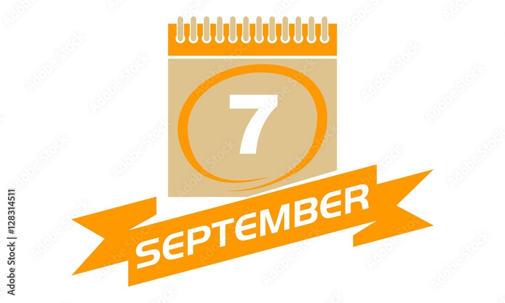 7 September Calendar with Ribbon Stock Vector | Adobe Stock