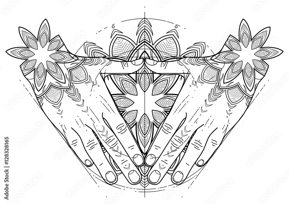 Graphic hands in the shape of triangle Stock Vector | Adobe Stock