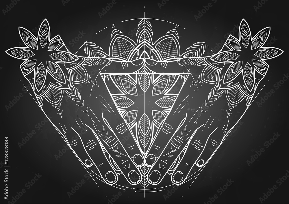 Graphic hands in the shape of triangle Stock Vector | Adobe Stock