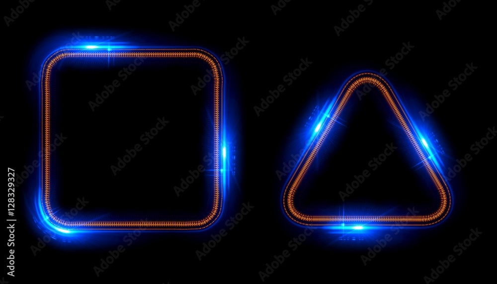 Glowing frames black background. Square glow borders. Sparkling ...