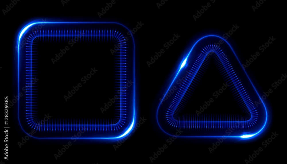 Glowing frames black background. Square glow borders. Sparkling ...