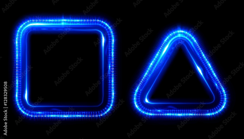 Glowing frames black background. Square glow borders. Sparkling ...
