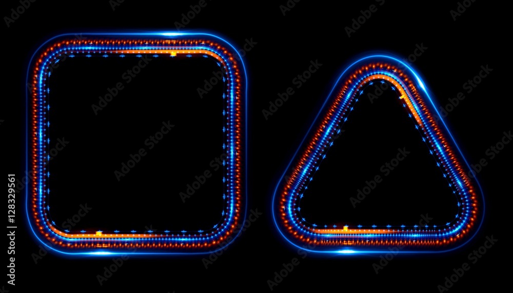 Glowing frames black background. Square glow borders. Sparkling ...