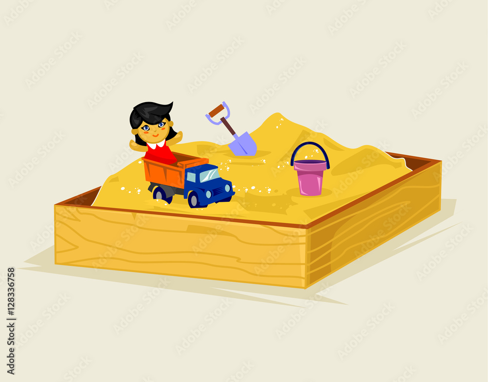 Sandbox image. Vector flat cartoon illustration vector de Stock | Adobe ...