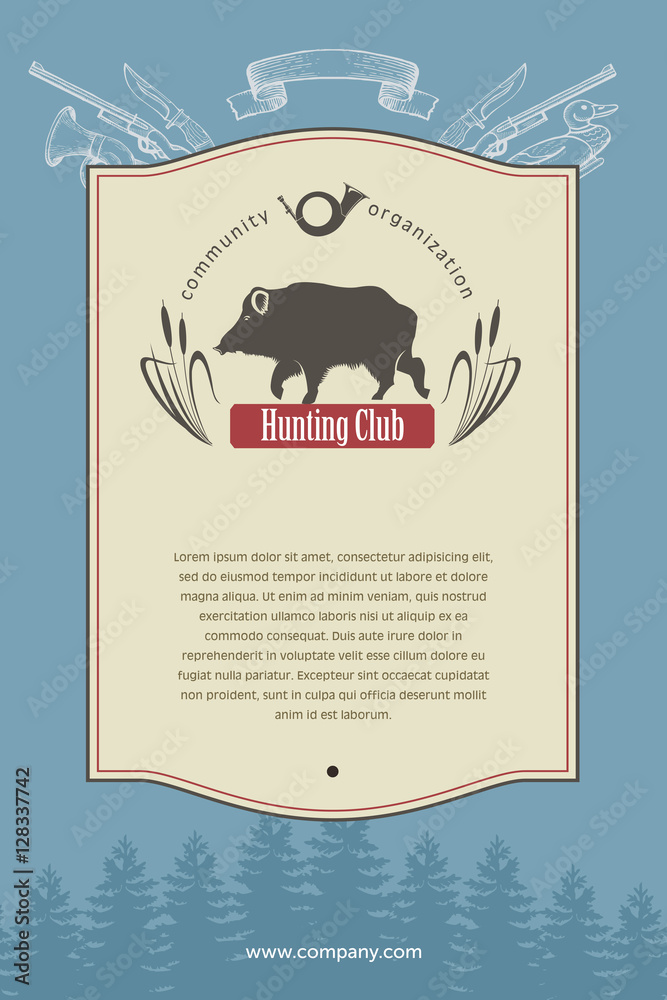 Hunting club. Wild boar. The hunting club logo emblem. Symbol of the ...