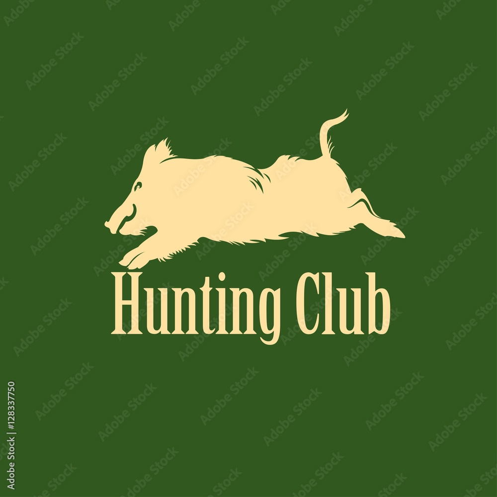 Hunting club. Wild boar. The hunting club logo emblem. Symbol of the ...