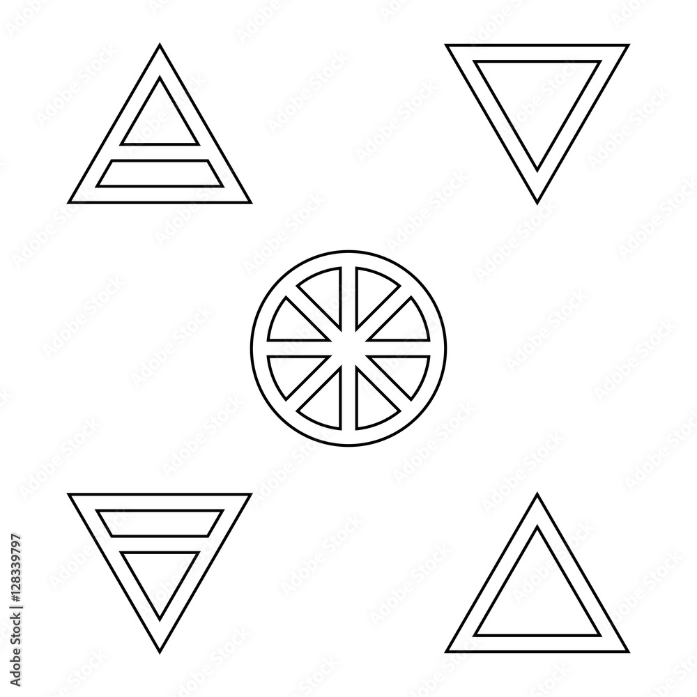 Vetor de Five Element Flat Color Icon Set Symbol Design. Vector ...