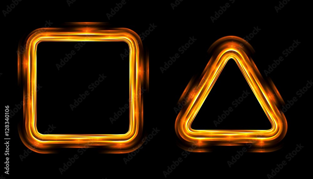 Glowing frames black background. Square glow borders. Sparkling ...