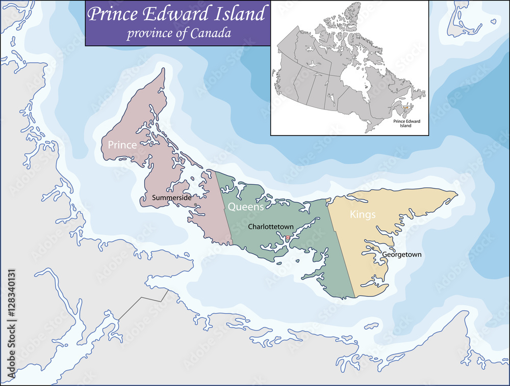 Map of Prince Edward Island Stock Vector | Adobe Stock