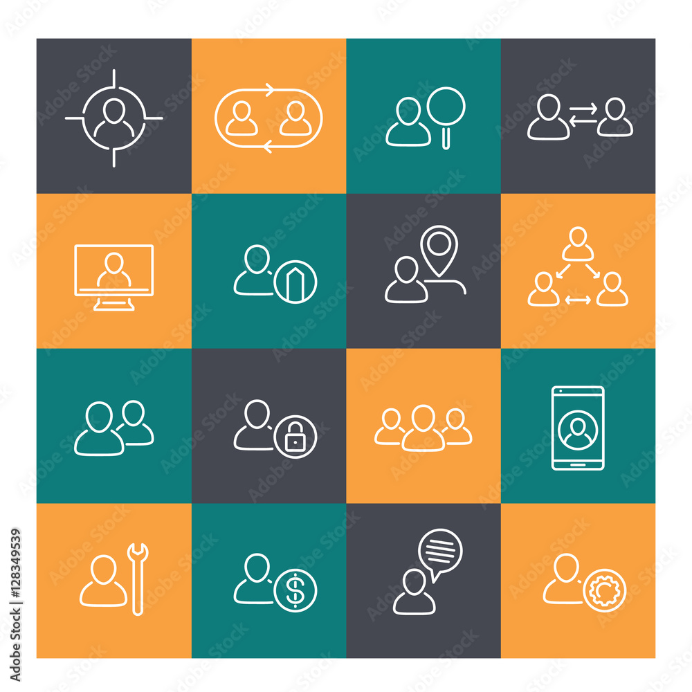 Personnel line icons, human resources, HR, staff management, linear ...