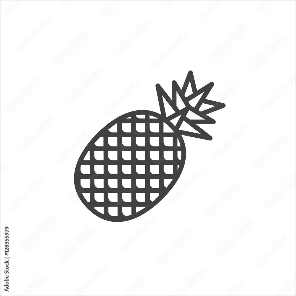 Pineapple tropical fruit line icon, outline vector sign, linear ...