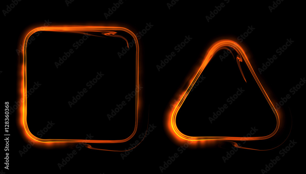 Glowing frames black background. Square glow borders. Sparkling ...