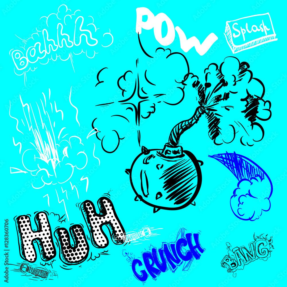 Cartoon cloud icons in comic book style. Isolated cumulus outline ...