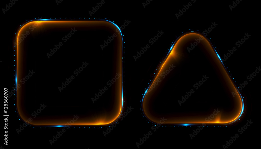 Glowing frames black background. Square glow borders. Sparkling ...