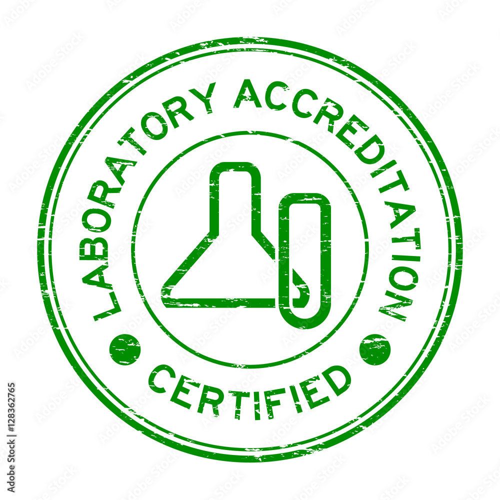 Grunge green laboratory accreditation certified with glassware i Stock ...