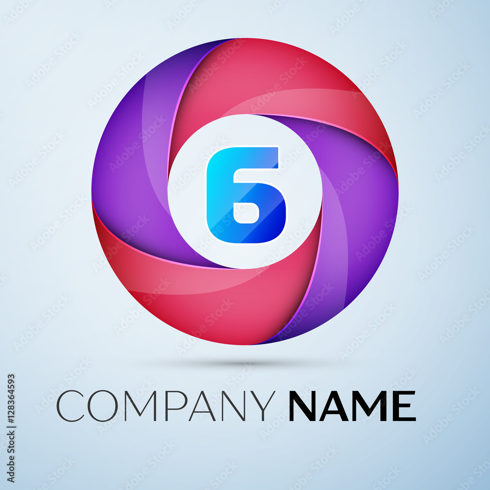 Number six vector logo symbol in the colorful circle. Vector template ...