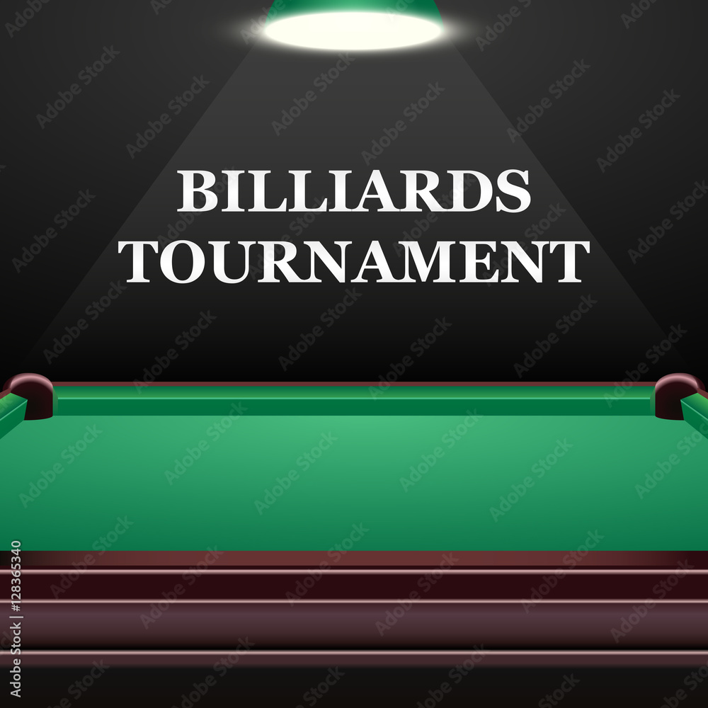 Billiards tournament background with green table, realistic design ...