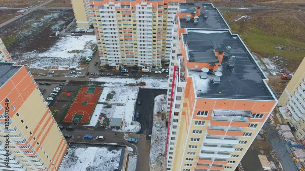 High-rise buildings in the winter. Aerial view. Stock Video | Adobe Stock