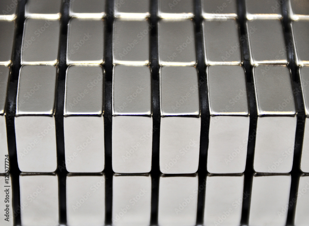 Stacked metal plates of neodymium rare earth magnets 3D Rendering Stock ...