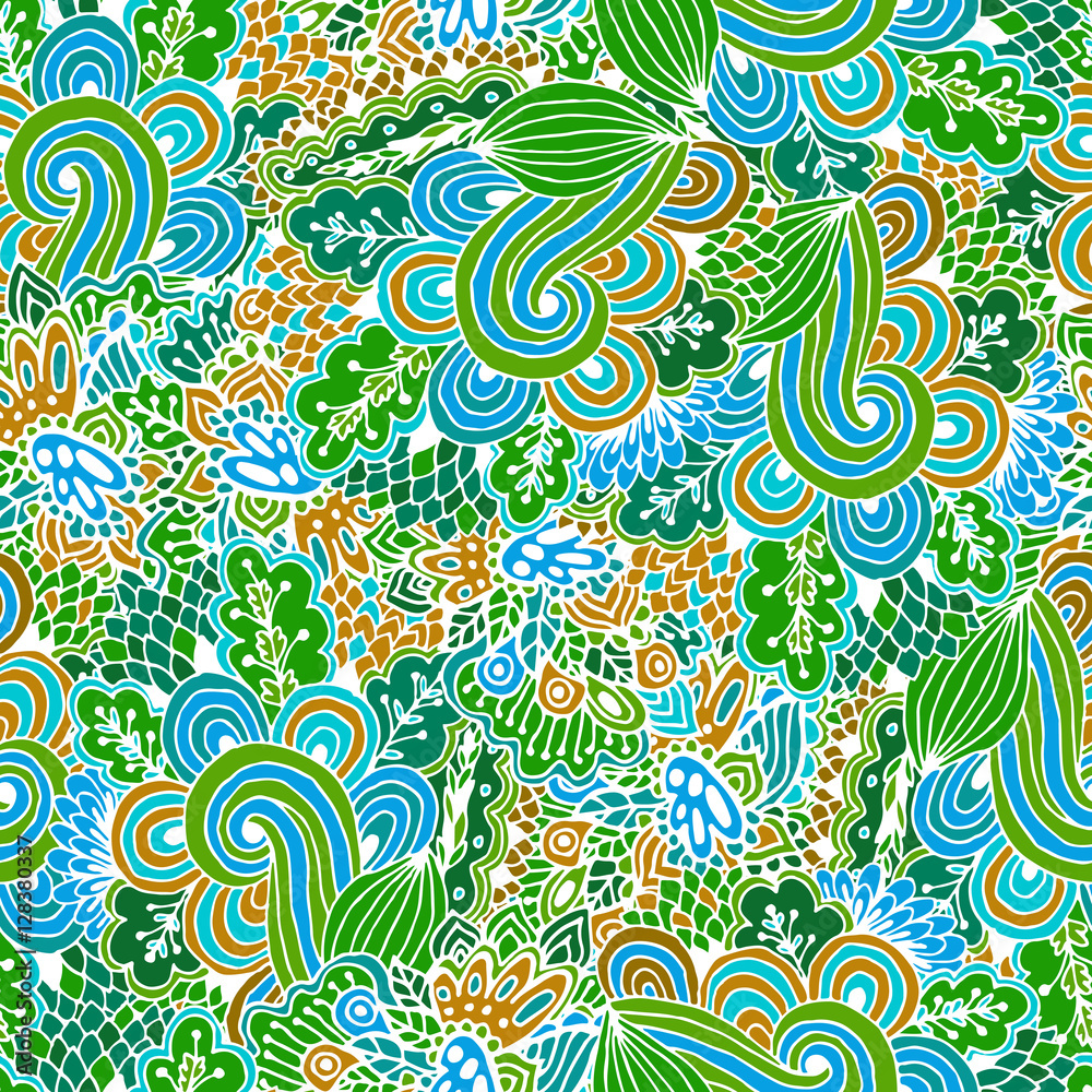 Vector flower pattern. Seamless botanic texture. Stock Vector | Adobe Stock