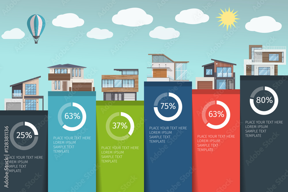 6 types of Real Estate Business Infographics with charts and symbols ...