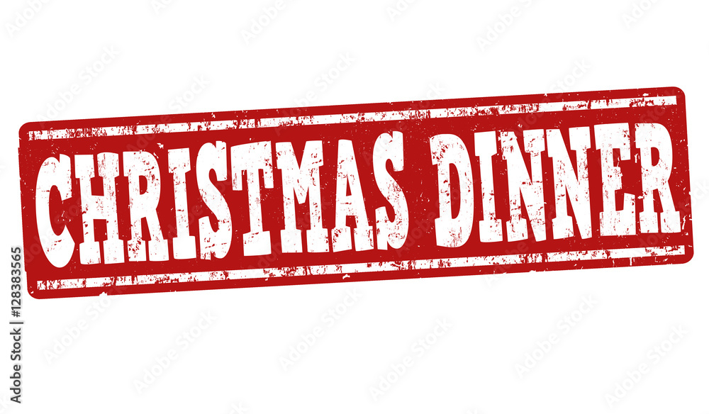 Christmas dinner sign or stamp Stock Vector | Adobe Stock