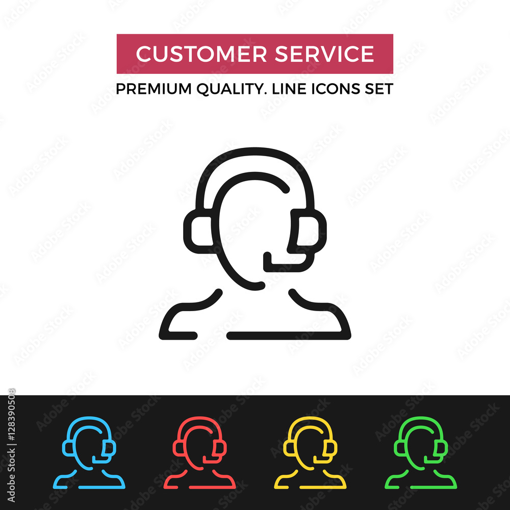 Vector customer service icon. Thin line icon Stock Vector | Adobe Stock