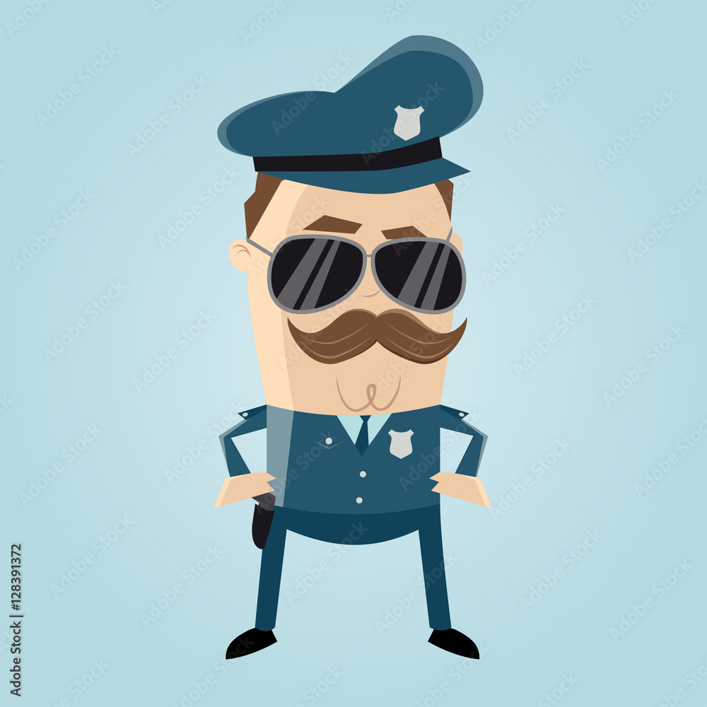 funny cop with sunglasses and mustache Stock Vector | Adobe Stock