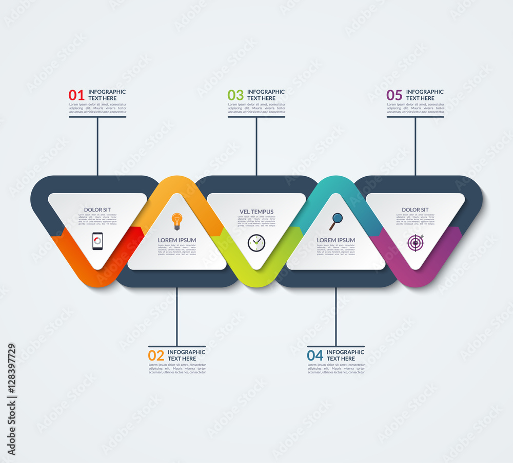 Infographic template of triangular elements. Business concept with 5 ...