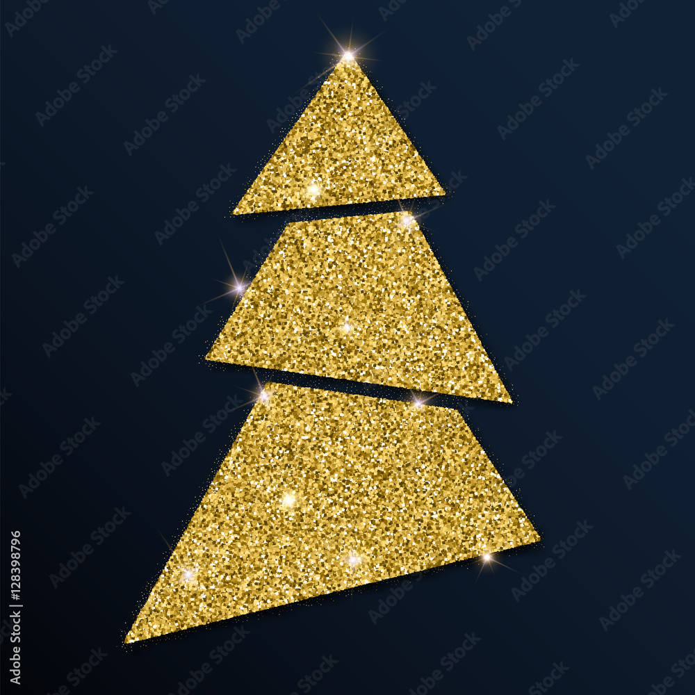 Golden glitter awesome christmas tree. Luxurious christmas design ...