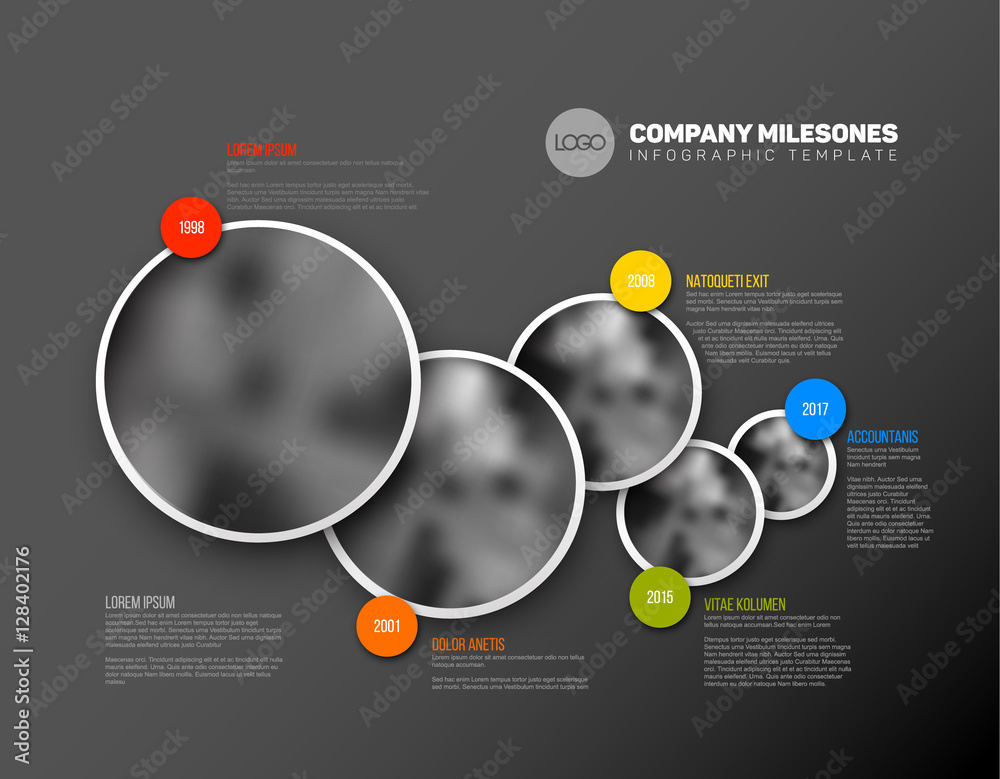 Infographic Timeline Template with photos Stock Vector | Adobe Stock