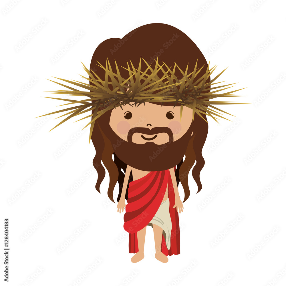 avatar jesus christ with stole and crown thorns vector illustration ...