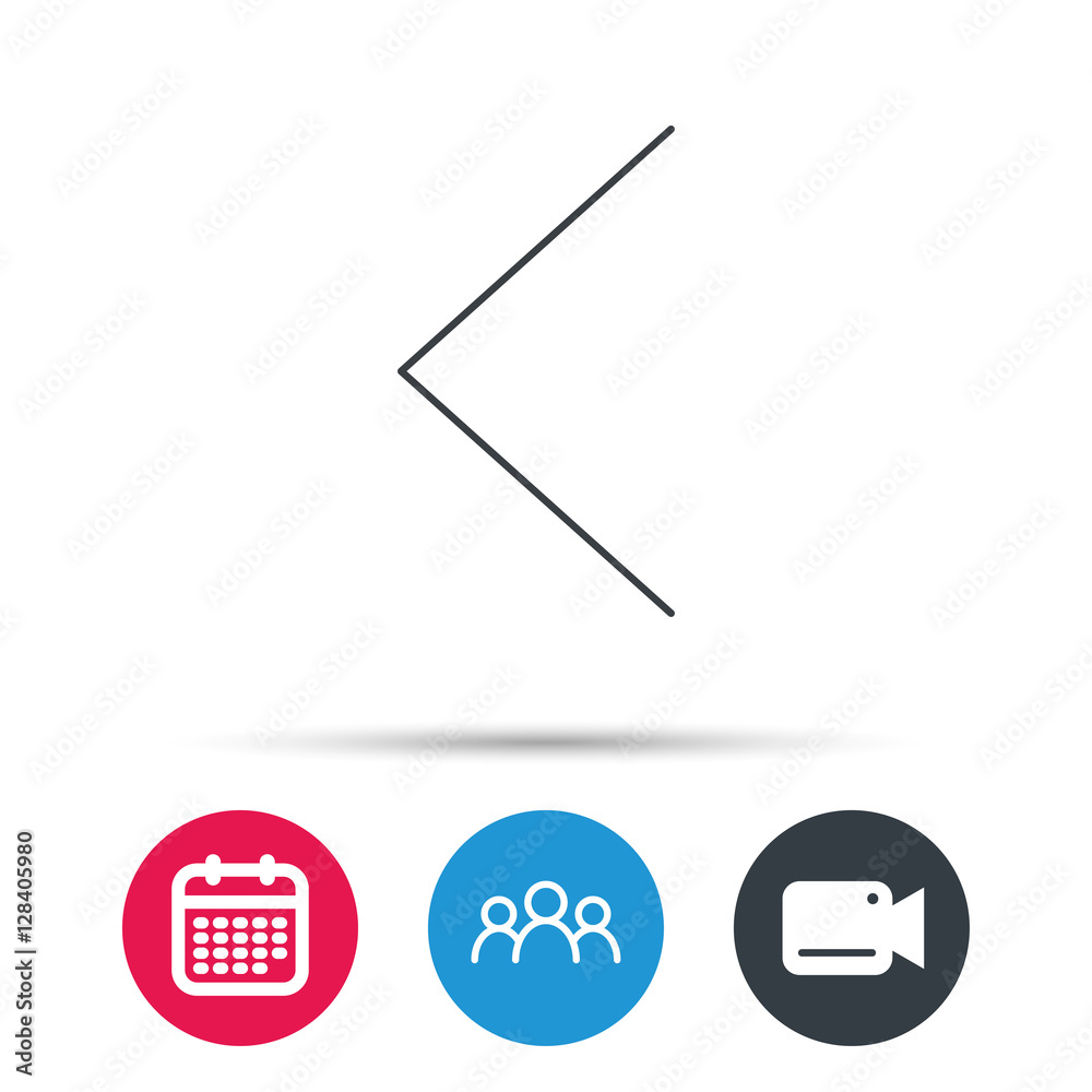 Left arrow icon. Previous sign. Back direction symbol. Group of people ...