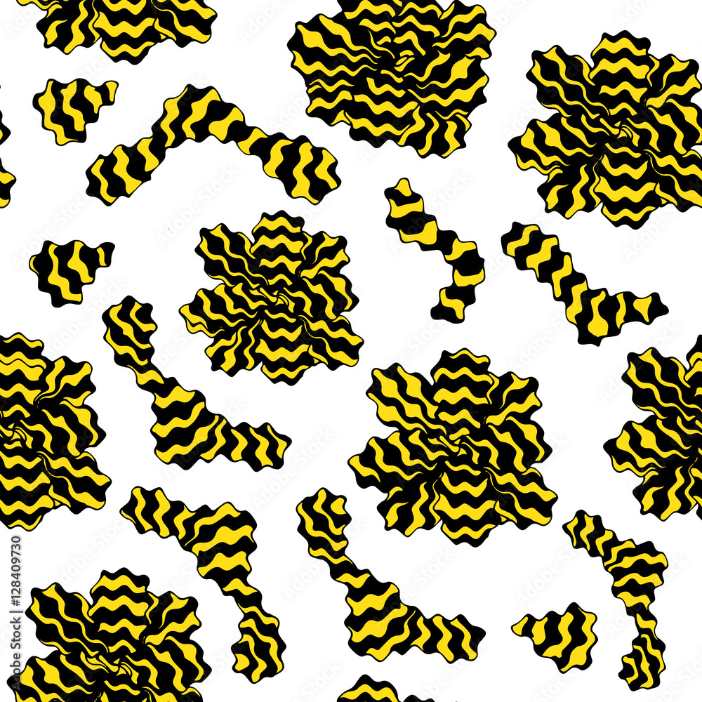 Vector seamless pattern of abstract hand drawn doodles in yellow and ...