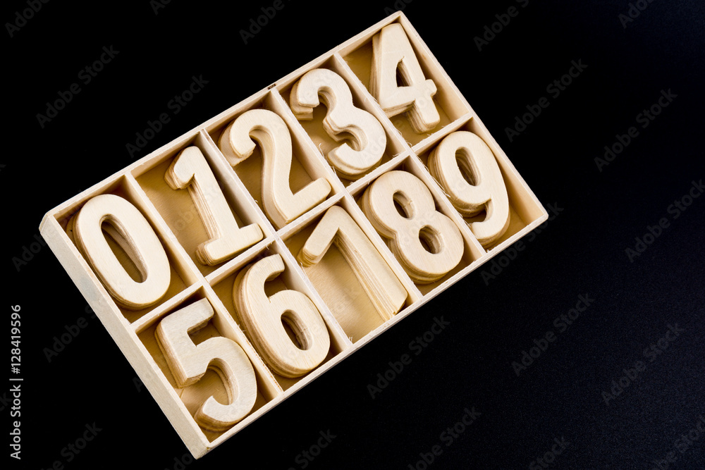 Wooden number from 1 through 9 Stock Photo | Adobe Stock