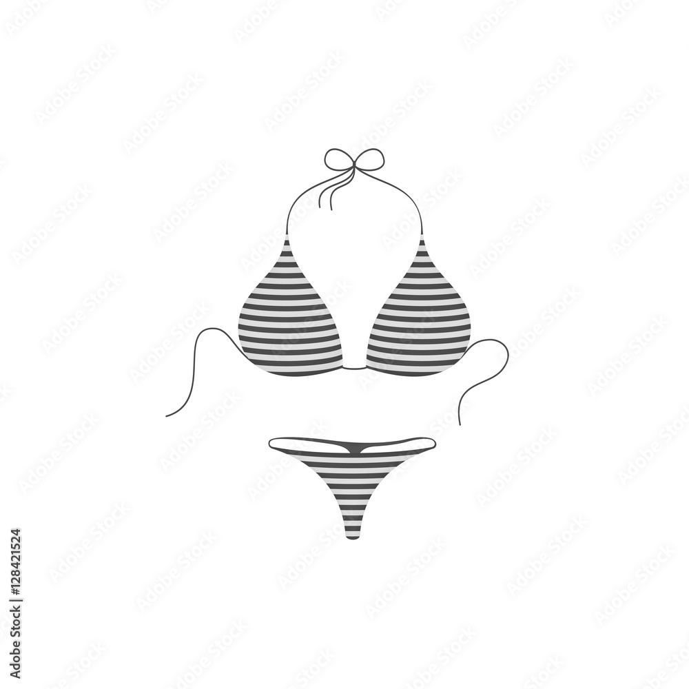 Striped bikini suit in black and white design Stock Vector | Adobe Stock