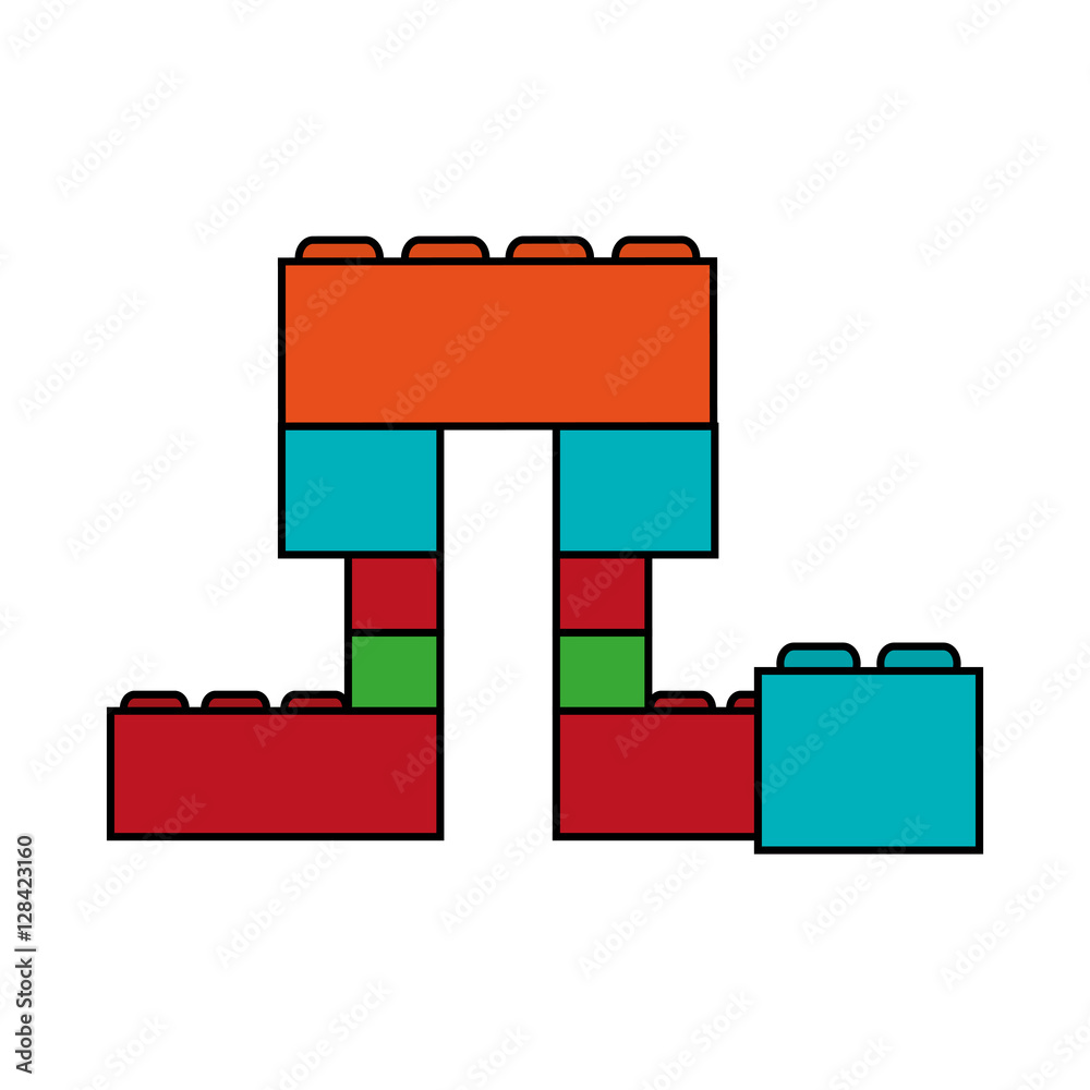 Block toy icon. Childhood play game and object theme. Isolated design ...