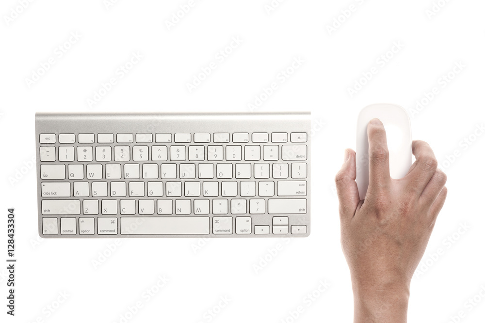 hand with keyboard isolated white. Stock Photo | Adobe Stock