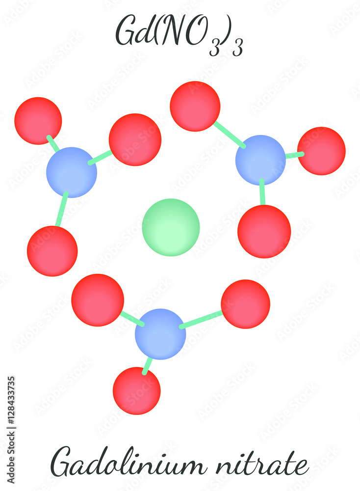 Gadolinium nitrate GdN3O9 molecule Stock-Vektorgrafik | Adobe Stock
