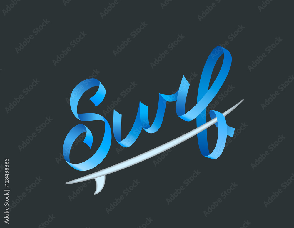 Surfing logo. Surf calligraphy, typography element, t-shirt graphics ...