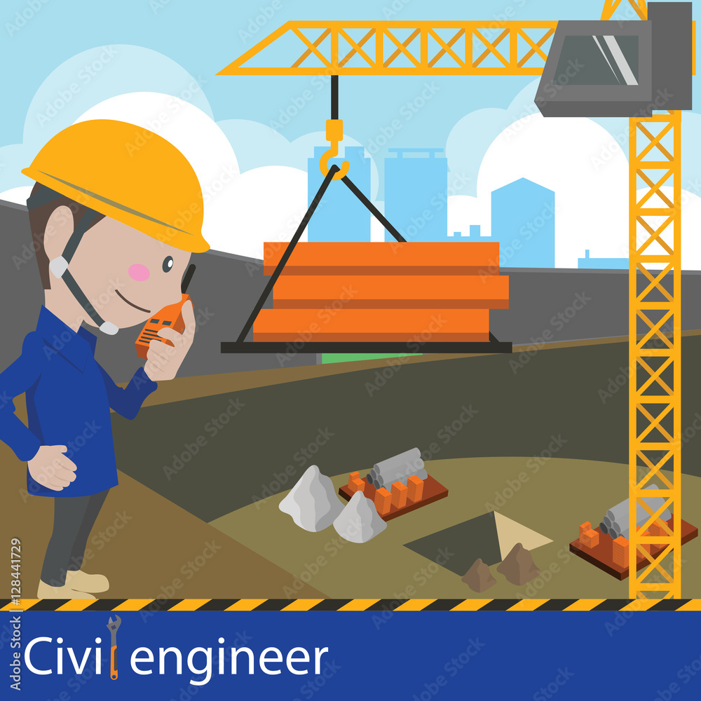 Construction and civil engineering vector illustration Stock Vector ...
