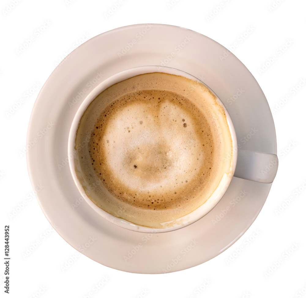 Cup of coffee with milk, isolated on white Stock Photo | Adobe Stock